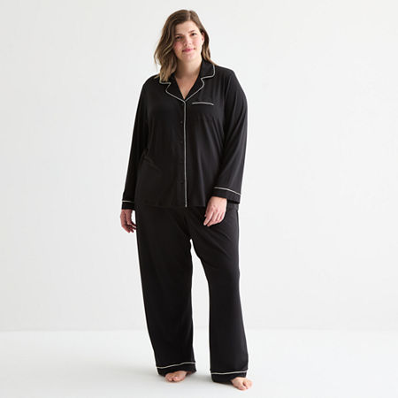 Click here for Ambrielle Womens V-Neck Long Sleeve 2-pc. Plus Paj... prices