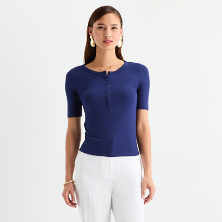 Click here for Worthington Womens Elbow Sleeve Regular Fit Henley... prices