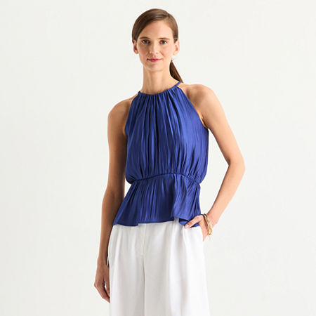 Click here for Worthington Womens Halter Neck Sleeveless Peplum T... prices