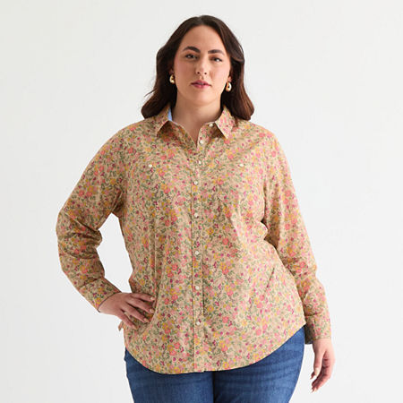 Click here for St. Johns Bay Womens Plus Cuffed Long Sleeve Regul... prices