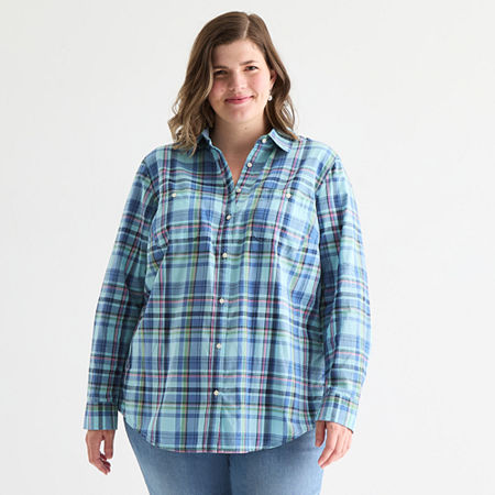 Click here for St. Johns Bay Womens Plus Cuffed Long Sleeve Regul... prices