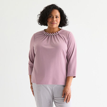 Click here for Liz Claiborne Womens Plus Crew Neck 3/4 Sleeve Blo... prices