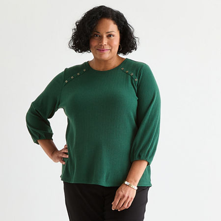 Click here for Liz Claiborne Womens Plus Crew Neck 3/4 Sleeve Blo... prices