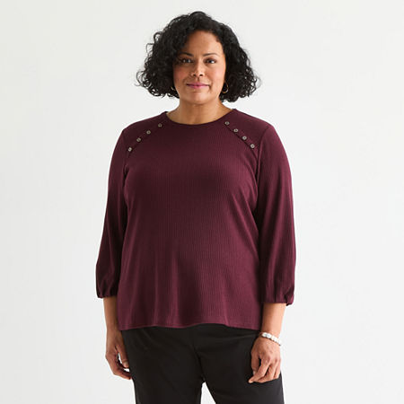 Click here for Liz Claiborne Womens Plus Crew Neck 3/4 Sleeve Blo... prices
