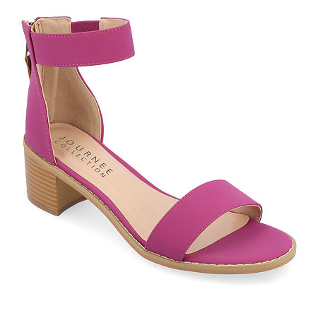 Journee Collection Womens Percy Block Heel Sandals - Plum