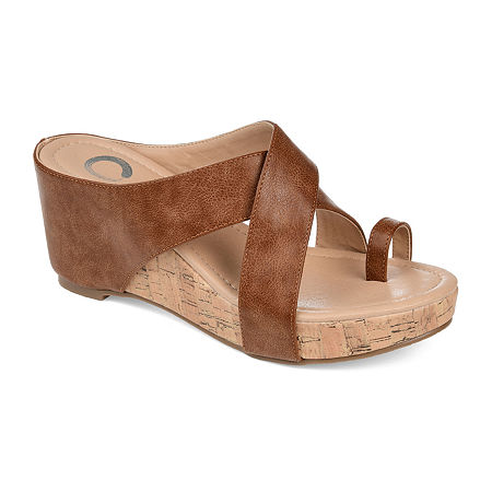 Journee Collection Womens Rayna Wedge Sandal - Brown