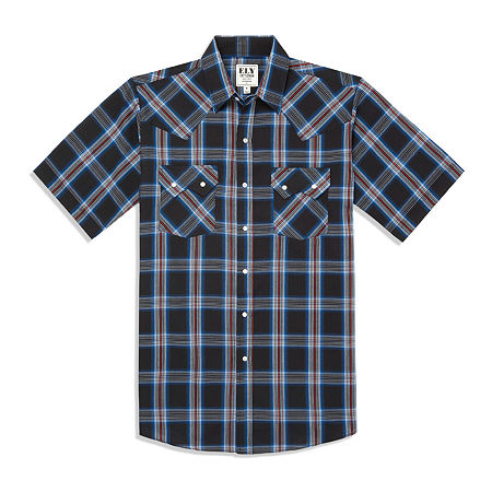 Click here for Ely Cattleman Textured Plaid Mens Short Sleeve Wes... prices