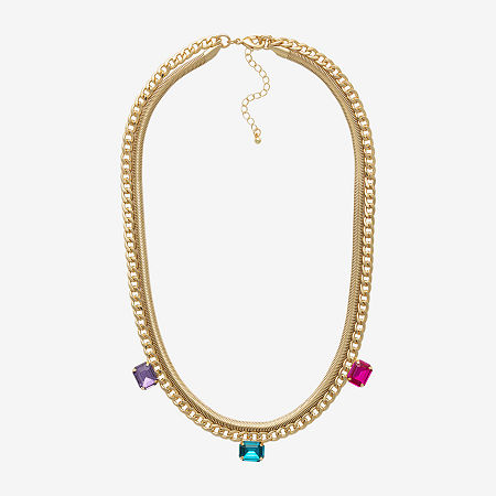 Click here for Bijoux Bar Gold Tone Womens Multi Color Glass 17 1... prices