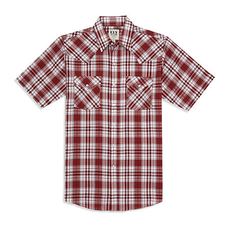 Click here for Ely Cattleman Textured Aztec Plaid Mens Short Slee... prices