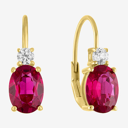 Click here for Gemstone 10K Gold Oval Drop Earrings  One Size  Ru... prices
