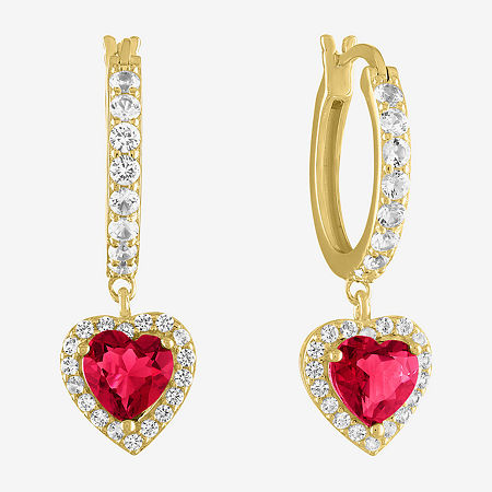 Click here for Gemstone 14K Gold Over Silver Heart Drop Earrings... prices