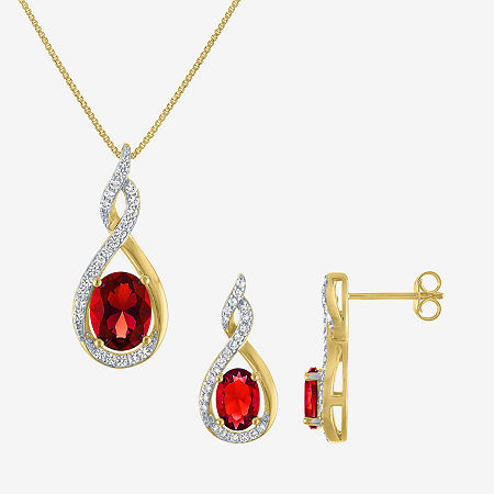 Click here for Gemstone 14K Gold Over Silver 2-pc. Oval Jewelry S... prices