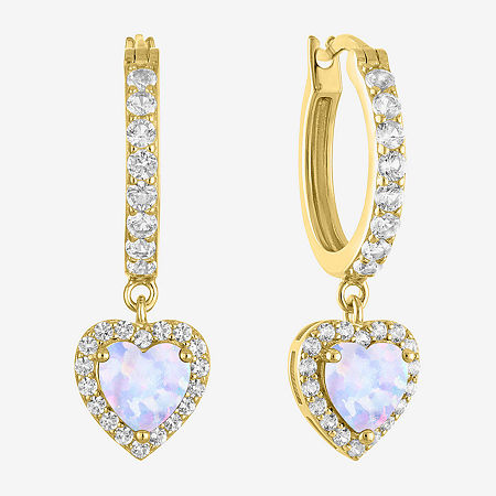 Click here for Gemstone 14K Gold Over Silver Heart Drop Earrings... prices