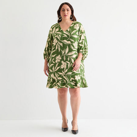 Click here for London Times Womens Plus 3/4 Sleeve Floral Shift D... prices