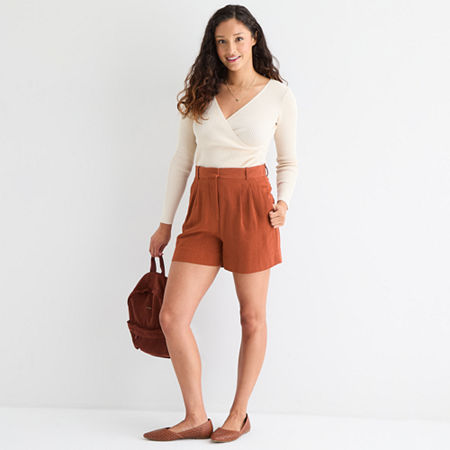 Click here for by&by Womens Mid Rise Juniors Pleated Short  9  Br... prices