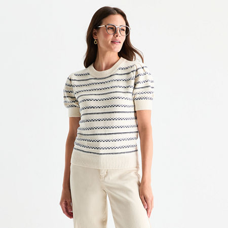 Click here for St. Johns Bay Womens Crew Neck Short Sleeve Pullov... prices