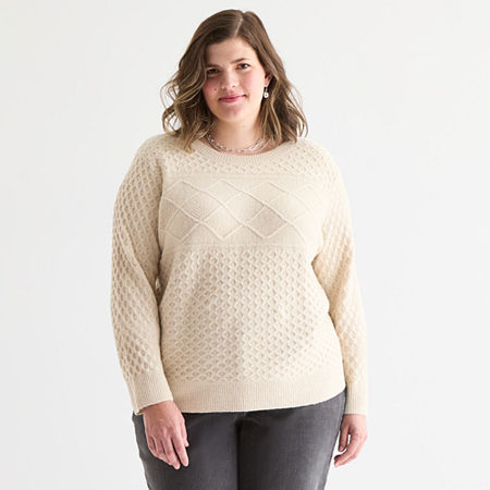 Click here for St. Johns Bay Plus Womens Crew Neck Long Sleeve Pu... prices