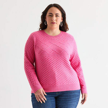Click here for St. Johns Bay Plus Womens Crew Neck Long Sleeve Pu... prices