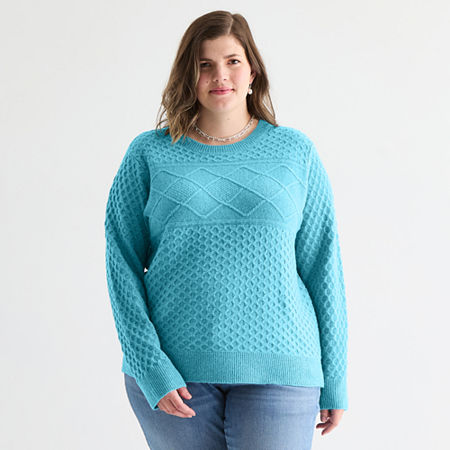 Click here for St. Johns Bay Plus Womens Crew Neck Long Sleeve Pu... prices