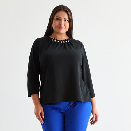 Click here for Liz Claiborne Womens Plus Crew Neck 3/4 Sleeve Blo... prices