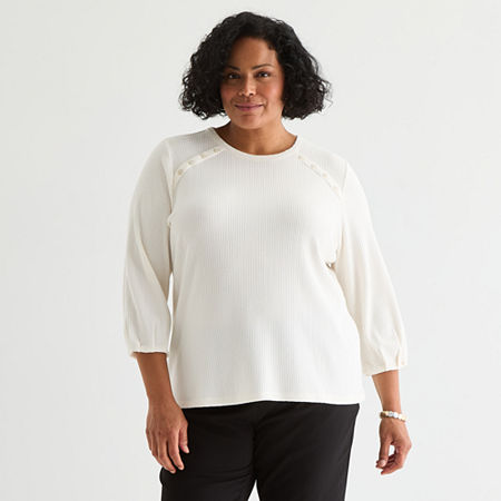 Click here for Liz Claiborne Womens Plus Crew Neck 3/4 Sleeve Blo... prices
