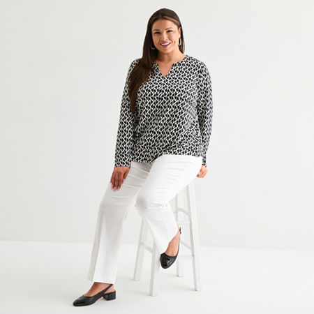 Click here for Liz Claiborne Womens Plus Split Crew Neck Long Sle... prices