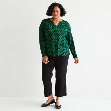 Click here for Liz Claiborne Womens Plus Split Crew Neck Long Sle... prices