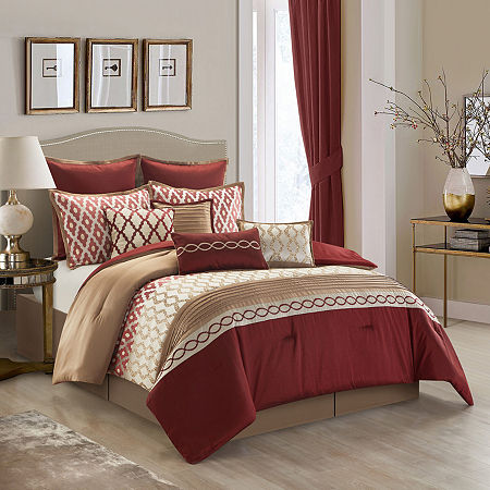 Stratford Park Caval 10-Piece Comforter Set  California King - Burgundy