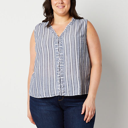 Click here for Liz Claiborne Womens Plus V Neck Sleeveless Blouse... prices