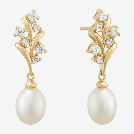 Click here for Womens White Cultured Freshwater Pearl 14K Gold Ov... prices