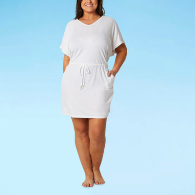 Sonnet Shores Womens Dress Swimsuit Cover-Up Plus, Color: White 2 ...