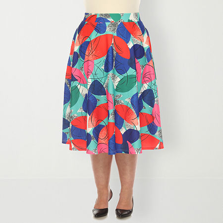 Click here for White Mark Plus Size Leaf Print Vintage Flared Mid... prices