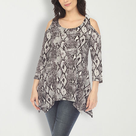 Click here for Womens White Mark Snake Print Cold Shoulder Top prices