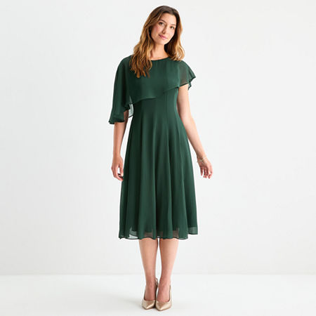 Click here for Danny & Nicole Womens Short Sleeve Overlay Midi Fi... prices