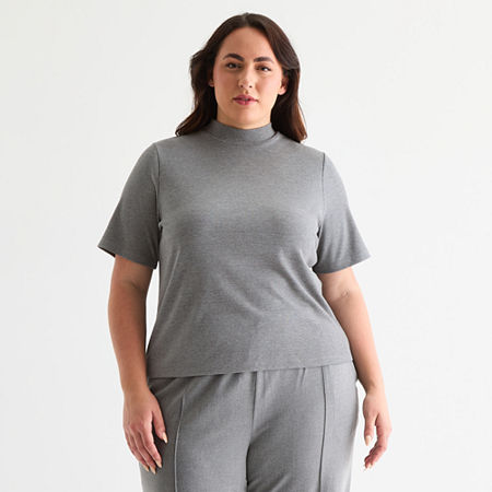 Click here for Stylus Womens Mock Neck Short Sleeve Plus T-Shirt... prices
