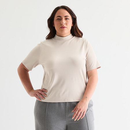Click here for Stylus Womens Mock Neck Short Sleeve Plus T-Shirt... prices