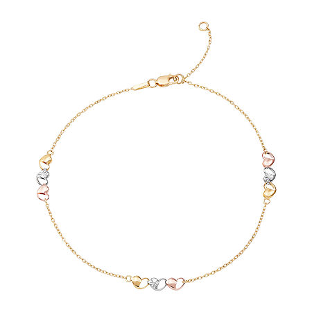 Click here for 10K Tri-Tone Gold Openwork Heart Anklet  One Size... prices