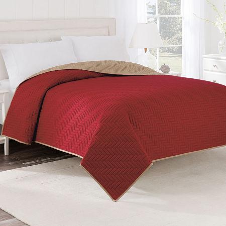 WestPoint Home Reversible Coverlet  Full/Queen - Khaki/red