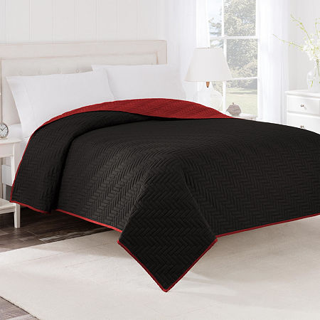 Click here for WestPoint Home Reversible Coverlet  Twin - Black/R... prices