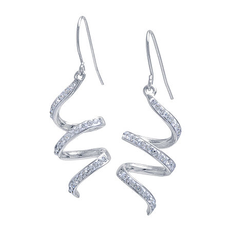 Athra Fine Silver Plated Spiral Crystal Drop Earrings