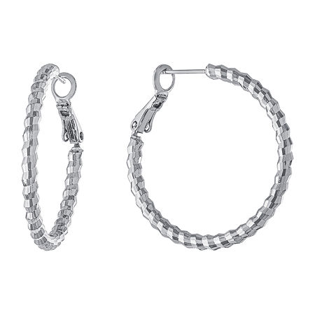 Click here for Athra Fine Silver Plated 28mm Diamond Cut Hoop Ear... prices