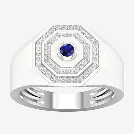 Click here for Mens Lab Created Blue Sapphire Sterling Silver Fas... prices
