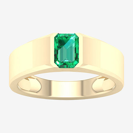 Click here for Mens Lab Created Green Emerald 10K Gold Fashion Ri... prices