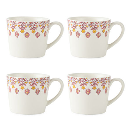 Click here for Distant Lands White/Pink Stoneware Coffee Mug  One... prices