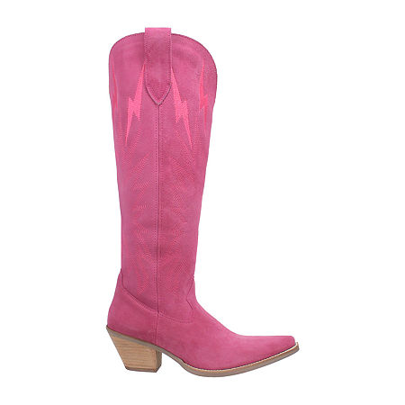 Dingo Womens Thunder Road Stacked Heel Cowboy Boots  11 Medium  Pink