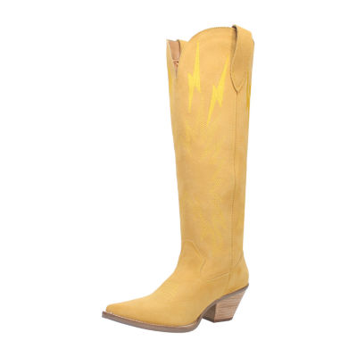 Dingo Womens Thunder Road Stacked Heel Cowboy Boots, Color: Yellow ...