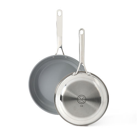 Martha Stewart Stainless Steel Ceramic Non-Stick 2-pc. Frying Pan Set  One Size  Stainless Steel