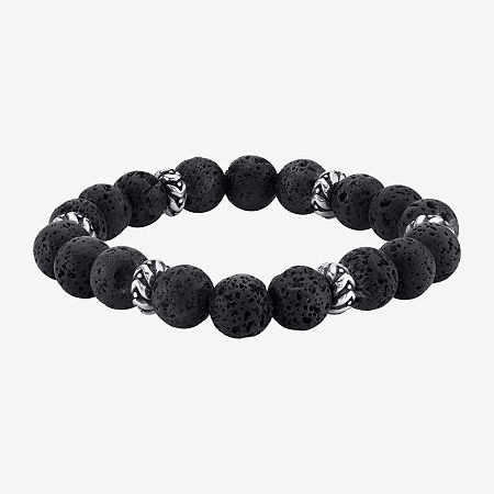 Click here for Mens Black Sterling Silver Beaded Bracelet  One Si... prices