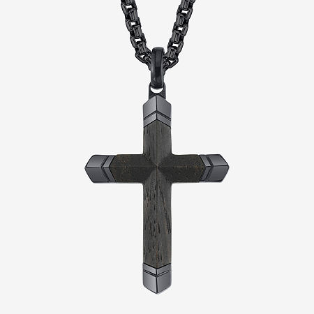 Click here for Wooden Inlay Mens Stainless Steel Cross 24 Inch Pe... prices