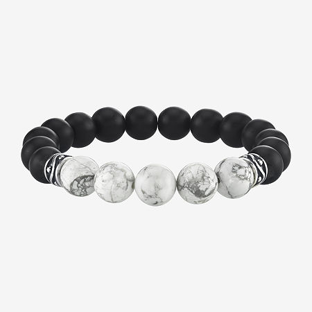 Click here for Mens Black Agate Sterling Silver Beaded Bracelet... prices